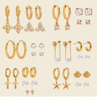 China 【 HydroTi]】Europe and the United States hot stainless steel zirconia earrings senior sense of niche pearl earrings titanium steel ear jewelry for sale