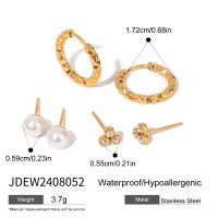 China 【 HydroTi]】Europe and the United States hot stainless steel zirconia earrings senior sense of niche pearl earrings titanium steel ear jewelry for sale