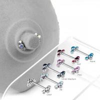 China 1.6mm Titanium Nipple Jewelry Nipple Barbell Jewelry With Triple Cluster Beads for sale