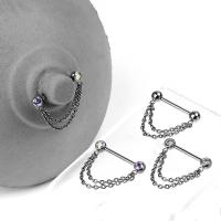 China 5mm Threadless Titanium Nipple Jewelry Titanium Nipple Rings Chain Barbells for sale