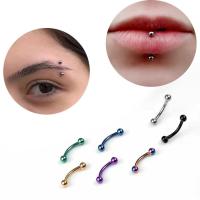China 16G Polished Titanium Eyebrow Jewelry Gemmed Rail Eyebrow Clicker for sale