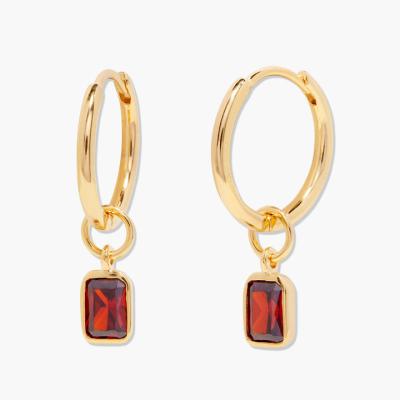 China 5mm 2.5inches Copper Earrings Mackenzie Birthstone Hoops Rhodium Plated for sale