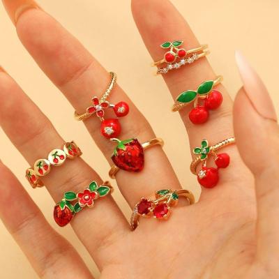 China 3.565g 8# Copper Finger Ring Strawberry Round Ring for sale