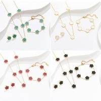 China Lucky Clover Stainless Steel Gold Jewelry Set Stainless Steel Gold Chain For Women for sale