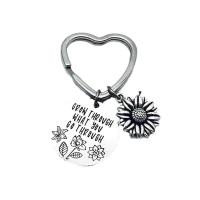 China Small Daisy Pendant Fashion Key Chain Lettering Stainless Steel Keychain To Friends for sale