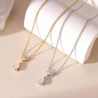 China Trendy Stainless Steel Women's Necklace With Marquise And Pear Zircon Stones for sale