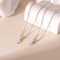 China Elegant Stainless Steel Necklace with Heart and Marquise Zircon Pendant Retail for  MOQ 2 Pieces for sale
