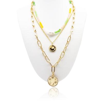 China Fashion Gold Necklace Jewelry Sets with Acrylic Pear Beads Necklace for Women for sale