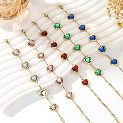China Women's Jewelry 18K Gold Plated Stainless Steel Chain Crystal Bracelets for Women for sale