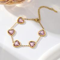 China Women's Jewelry 18K Gold Plated Stainless Steel Chain Crystal Bracelets for Women for sale
