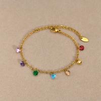 China Fashion Luxury Lady Women's Jewelry Gold Plated Stainless Steel Charm Bracelet with Colorful Zirconia for Women for sale