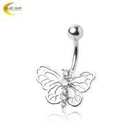 China 14G butterfly belly ring jewelry Custom SS Body Piercing Jewelry 14K Gold Plated for sale
