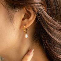 China Trending 18k Stainless Steel Earring ODM Pearl Drop Earrings For Girls for sale