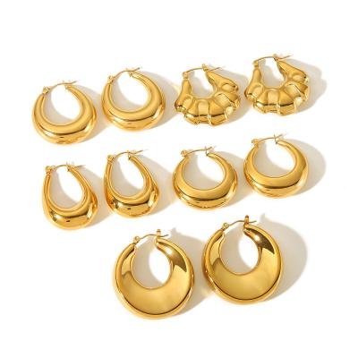 China Fashionable 18k Stainless Steel Earring 30mm 9g Stainless Steel Gold Earring for sale