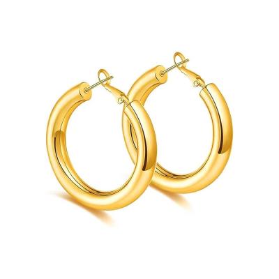 China 18K Big Gold Hoops Stainless Steel Engagement Large Silver Hoop Earrings for sale