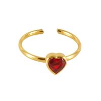 China Classic Gold Stainless Steel Ring Brilliant Cut Heart Zircon Ring Jewelry for sale