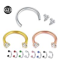 China Unisex U Shaped Titanium Ear Jewelry Zircon Rod Nose Ring 12mm F136 for sale