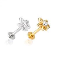 China 14K Stainless Steel Body Piercing Jewelry Gold Labret Lip Piercing Jewelry 1.2mm for sale