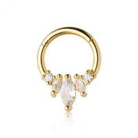 China Women Stainless Steel Body Piercing Jewelry Zircon Septum Clicker Hoop ODM for sale