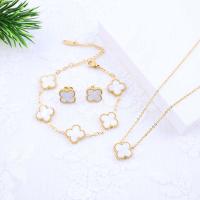 China Stainless Steel Gold Plated Anti-Tarnish Clover Jewelry Set For Girls & Women for sale