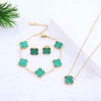 China Stainless Steel Gold Plated Anti-Tarnish Clover Jewelry Set For Girls & Women for sale