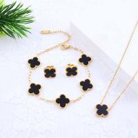 China Stainless Steel Gold Plated Anti-Tarnish Clover Jewelry Set For Girls & Women for sale