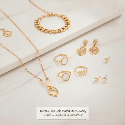 China Durable 18k Gold Plated Steel Jewelry Elegant Designs Varies By Item Suitable For Multiple Applications And Long Lasting Wear for sale