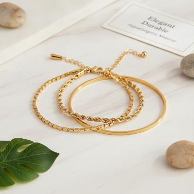 China Bracelets 18k Gold Plated Stainless Steel Jewelry Designed For Everyday Wear Elegant Durable Hypoallergenic Material for sale