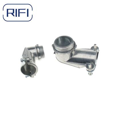 China Flexible 90 Degree Bx Connector Fmc Angle Squeeze Metal Hose Connector for sale