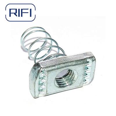 China Zinc Stainless Steel Spring Nuts Silver Electroplated Strut Channel Spring Nut for sale