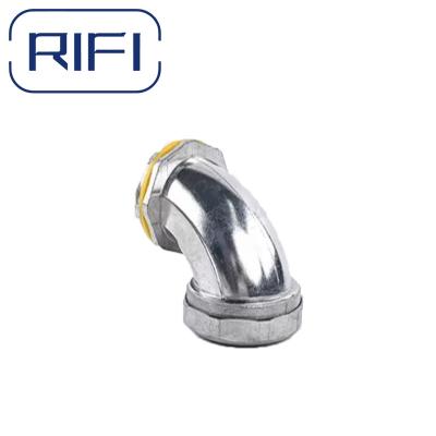 China RIFI-Zinc Die Cast Liquid Tight Electrical Conduit Waterproof Angle 90 Degree Connector for sale