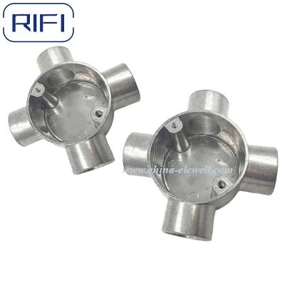 China GI Aluminum Junction Circular Box Intersection Box 4way 20mm,25mm,32mm Connect GI Conduit Pipe for sale