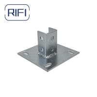 China Steel 4 Holes Square Mount 1-5/8”Single Strut Channel Post Base With Powder Coated for sale
