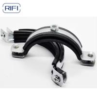 China Rifi Standard Hose Rubber Clamp Steel Cable Double Pipe Clamp with Rubber for sale