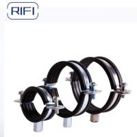 China Carbon Steel M8+M10 Metal Pipe Clamp Pipe Hanger  with EPDM Rubber for sale