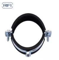 China Carbon Steel M8+M10 Metal Pipe Clamp Pipe Hanger  with EPDM Rubber for sale