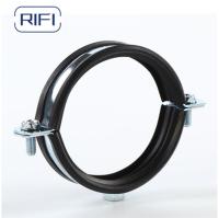 China Carbon Steel M8+M10 Metal Pipe Clamp Pipe Hanger  with EPDM Rubber for sale