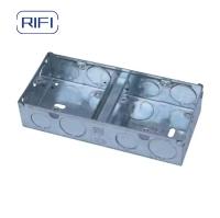 China Rifi European Metal Install Box Wall Switch 1+1 Electrical 2 Gang Metal Smart Home Socket Case Iron Wall Box Enclosure for sale