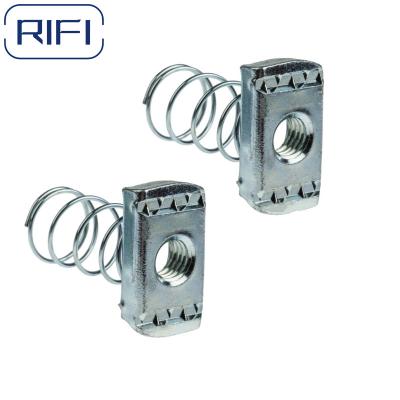 China Silver Carbon Steel Unistrut Pring Nut With Customise Hole Size for sale