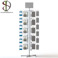 China 4 Wings Spinner Metal Floor Display Stands With Hooks Wire Grid for sale