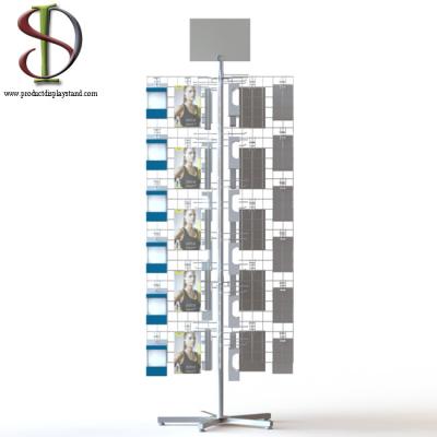China 4 Wings Spinner Metal Floor Display Stands With Hooks Wire Grid for sale