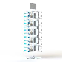 China 4 Wings Spinner Metal Floor Display Stands With Hooks Wire Grid for sale