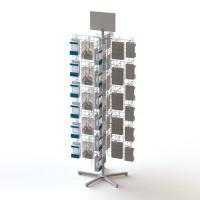 China 4 Wings Spinner Metal Floor Display Stands With Hooks Wire Grid for sale