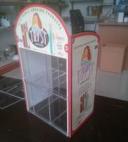 China Clear Acrylic Shelves Counter Top Display Stand With Locked Door And Customer Logo for sale