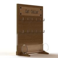 China Wood 30cm X 20cm X 41cm Point Of Purchase Display Stand Cat Collar With Hooks for sale