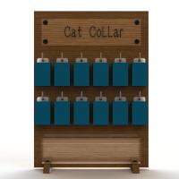 China Wood 30cm X 20cm X 41cm Point Of Purchase Display Stand Cat Collar With Hooks for sale