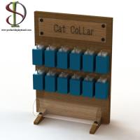 China Wood 30cm X 20cm X 41cm Point Of Purchase Display Stand Cat Collar With Hooks for sale