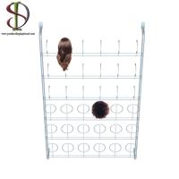 China Door Back Barber Shop 6Layers Wig Display Stand Wall Mount Metal for sale
