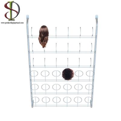 China Door Back Barber Shop 6Layers Wig Display Stand Wall Mount Metal for sale