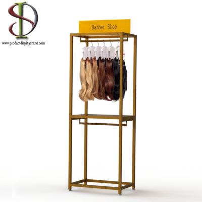 China Wig Mannequin Head Welded OEM Metal Floor Display Stands With Two Cross Bars for sale